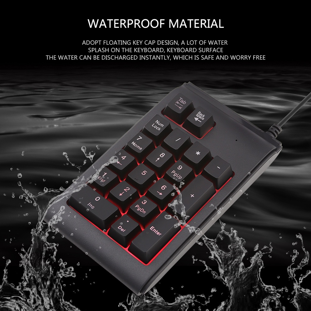 Mechanical Numeric Keypad 19 Keys Mini USB Wired Numpad LED Backlight ...