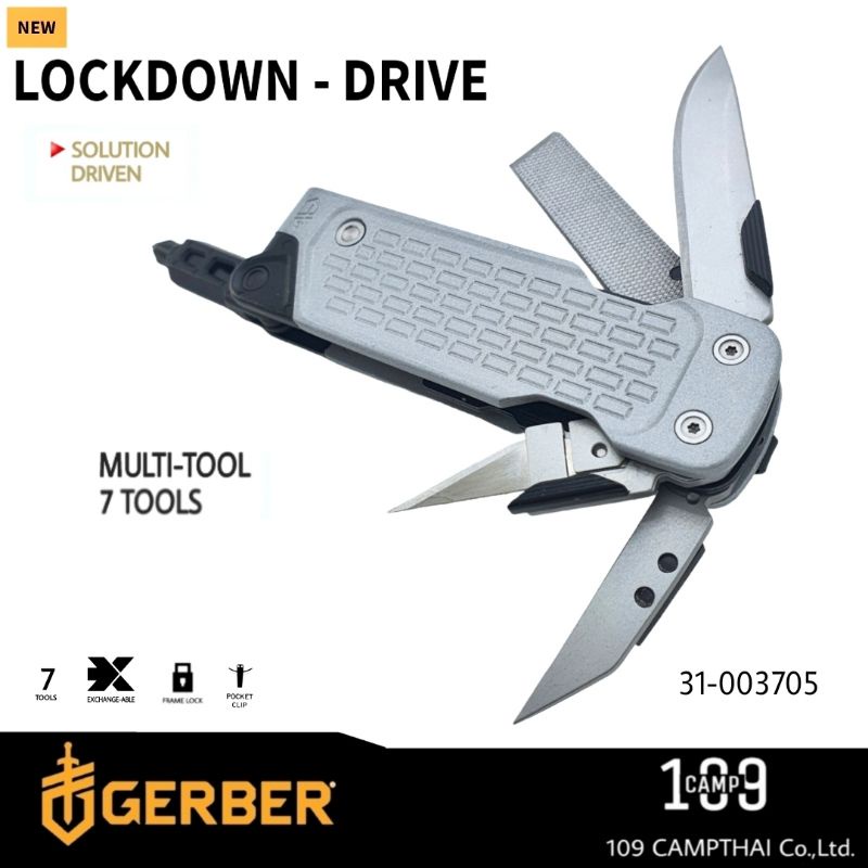 เครื่องมืออเนกประสงค์ GERBER รุ่น LOCKDOWN - DRIVE ไขควงพร้อมชุดมีดแบบใบคัดเตอร์ที่เปลี่ยนได้ ...