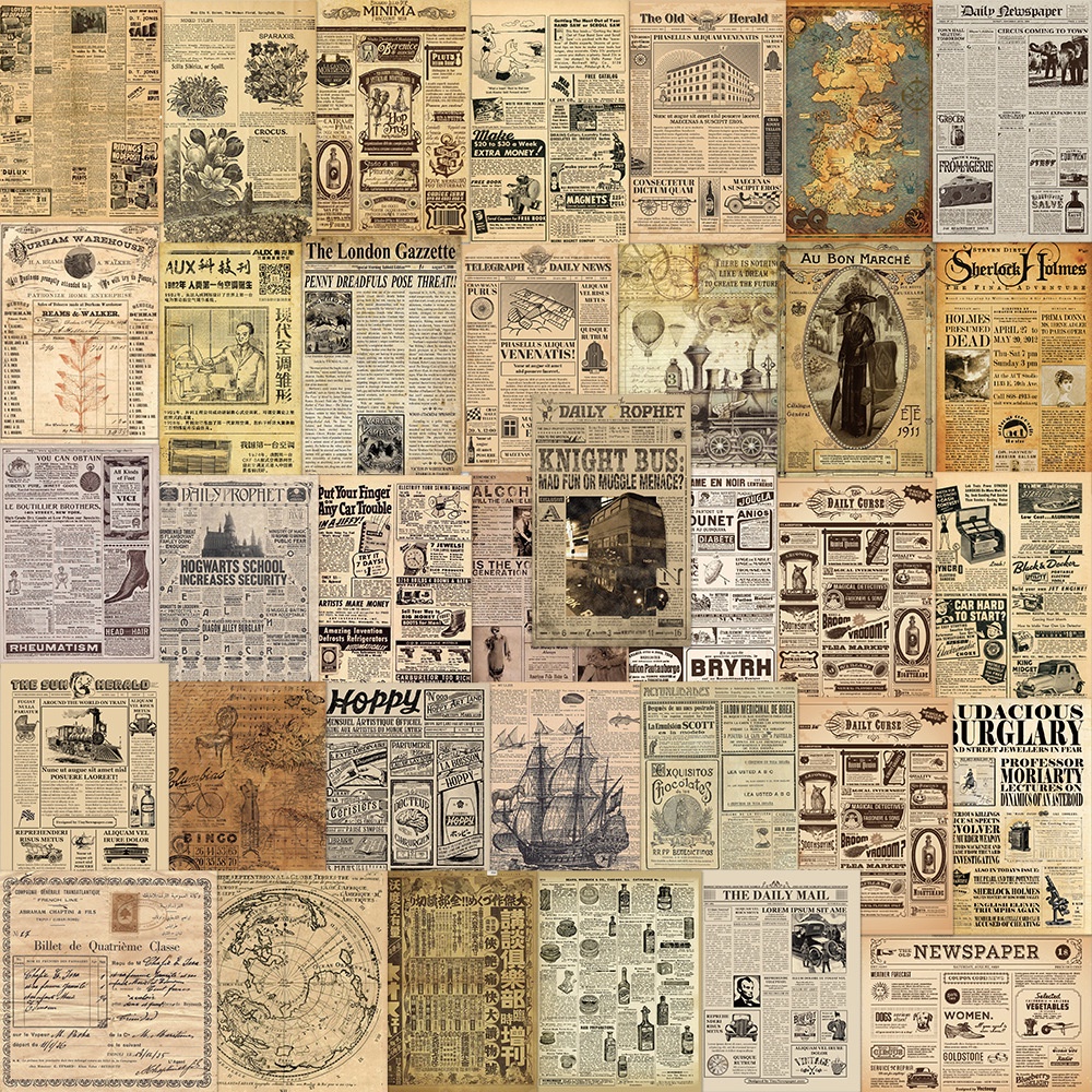 Vintage Newspaper Series 01 Stickers 35Pcs/Set DIY Fashion Waterproof ...