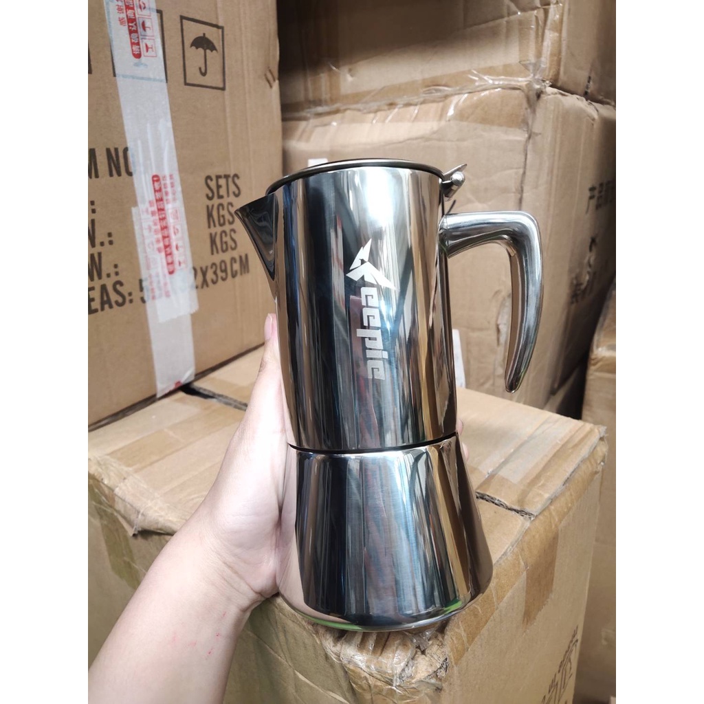 ของแท้ 100%กาต้มกาแฟ moka pot สแตนเลส 430 Espresso Machine | Shopee Thailand