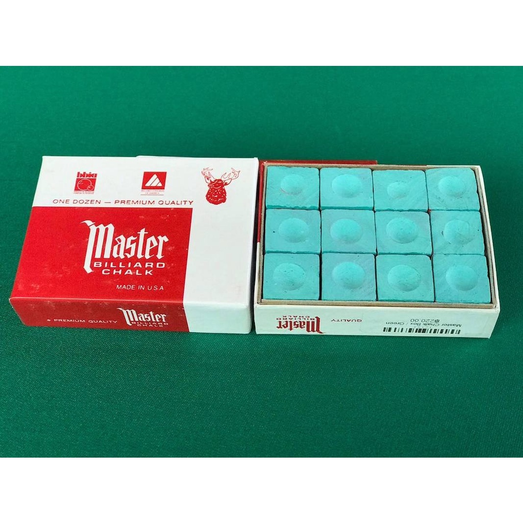 Master Chalk ชอล์กฝนหัวคิวมาสเตอร์ สีเขียว กล่อง 12 ก้อน Billiard Chalk ...