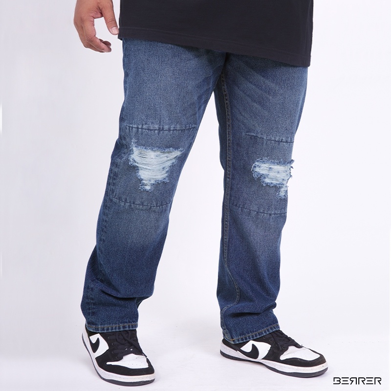 กางเกงยีนส์ขายาวฟอกขาด ไซซ์ใหญ่ (มี 2 แบบ) [BERRER OFFICIAL STORE] | Shopee Thailand