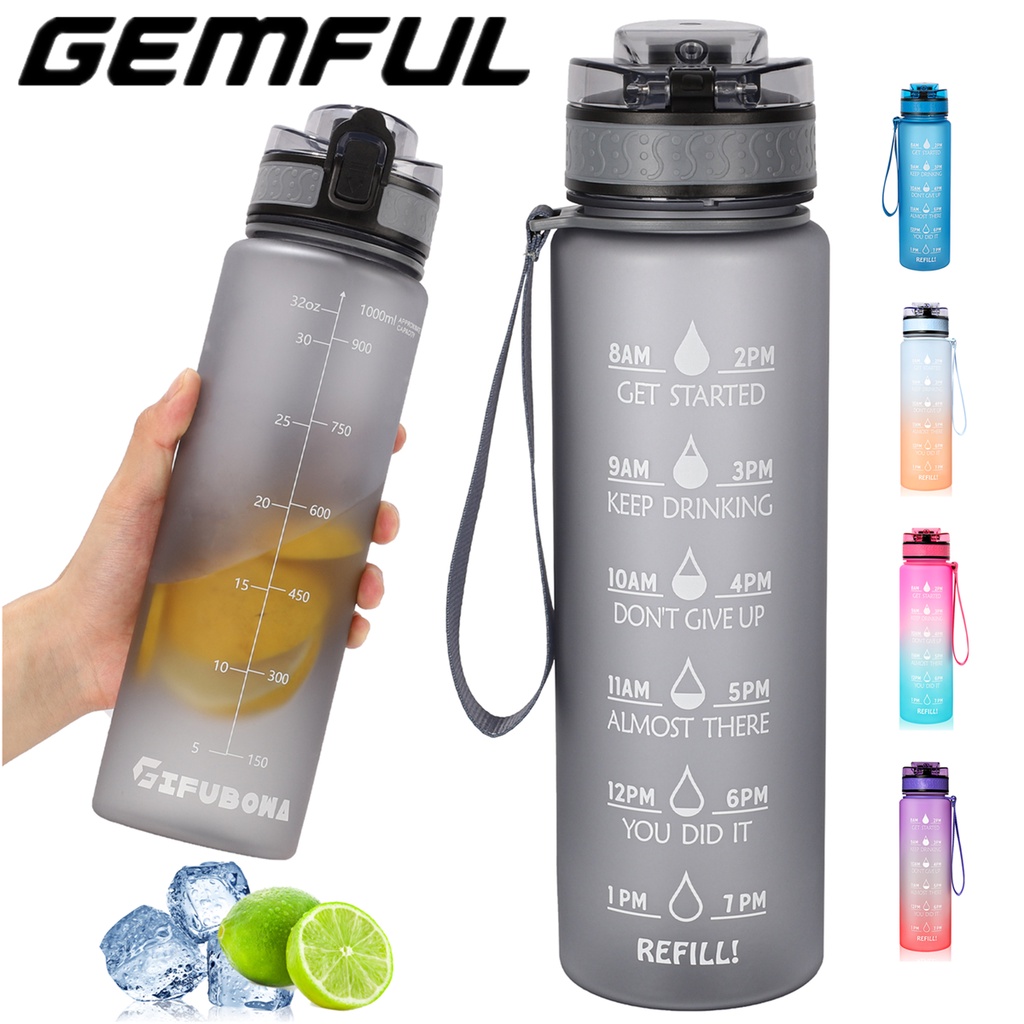 Gemful ขวดน้ำพร้อมหลอด ความจุ 1 ลิตร ปลอดสาร BPA สำหรับพกพา | Shopee ...