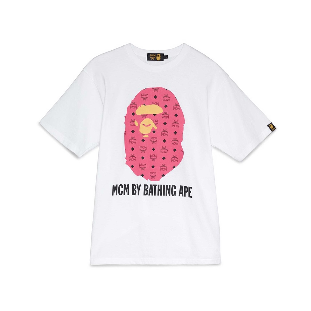 BAPE x MCM By Bathing Tee (WHITE/PINK) | Shopee Thailand