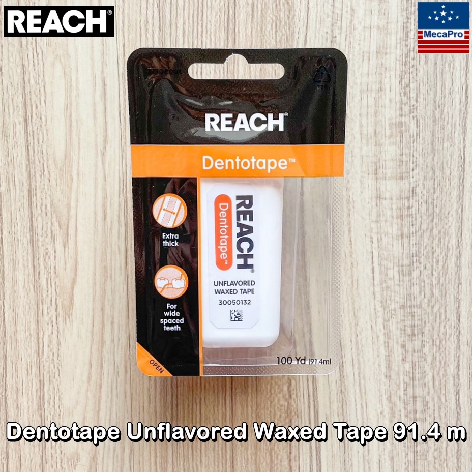 REACH® Dentotape Unflavored Waxed Tape 91.4 m รีช ไหมขัดฟัน เคลือบ ...