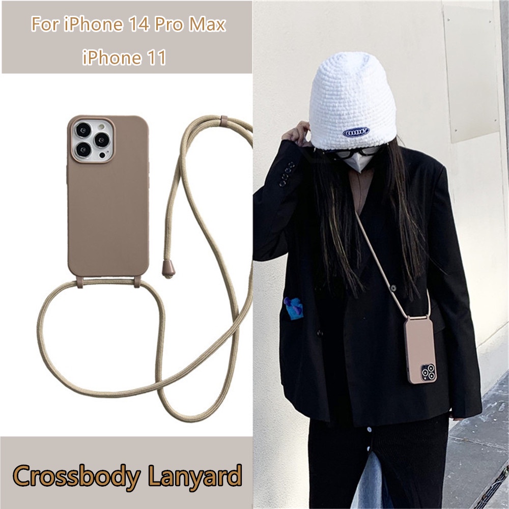 เคสสายสะพาย เคสสะพายข้าง สีเขียวเข้ม (for iPhone 15 pro max 14 Pro Max 13 Lanyard Case) for ...