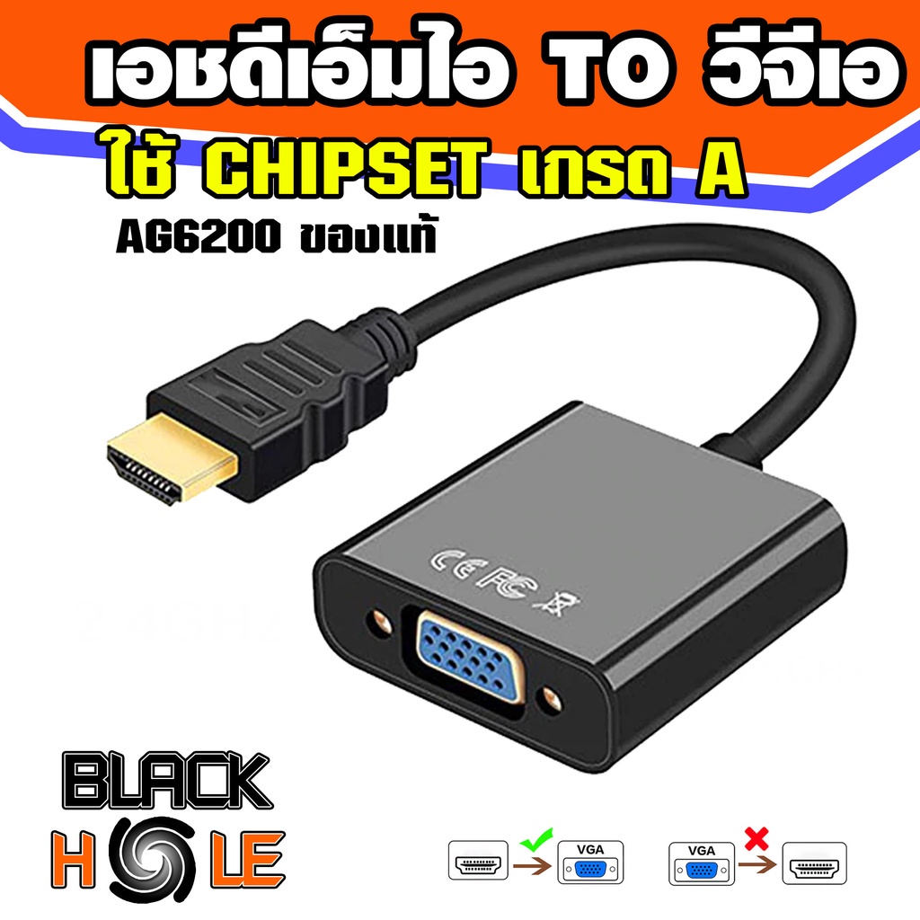 🌈สายแปลง เอชดีเอ็มไอ to วีจีเอ Chipset AG6200 คุณภาพดี ภาพชัด 720/1080P ...