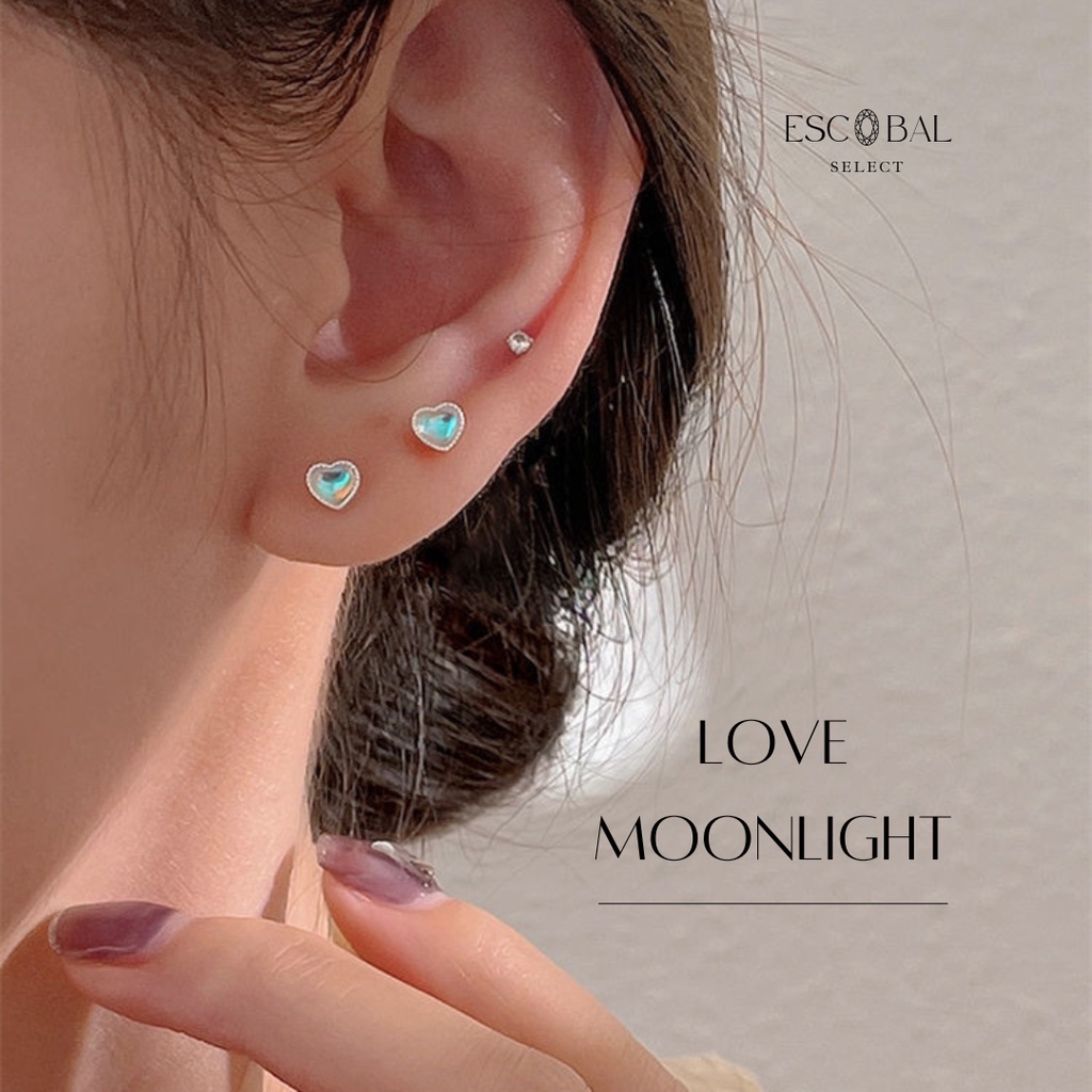 ESCOBAL ต่างหูเพชรเปลี่ยนสี LOVE MOONLIGHT ต่างหูเงินแท้ ต่างหูหัวใจ ต่างหูแฟชั่น Valentine ...