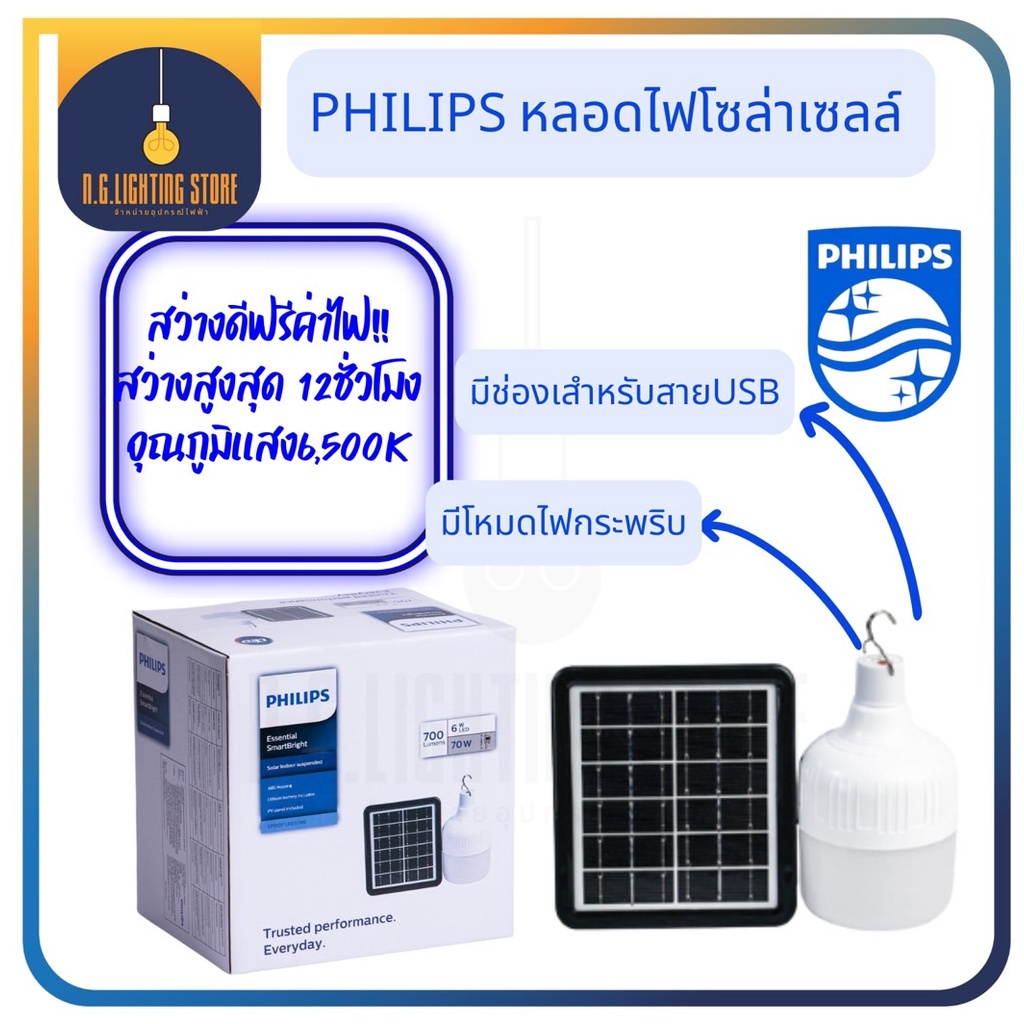 Philips Lighting SP010P LED7/765 โคมไฟติดแขวน โซล่า SP010 หลอดไฟโซล่าเซลล์ หลอดไฟตุ้ม หลอดblub ...
