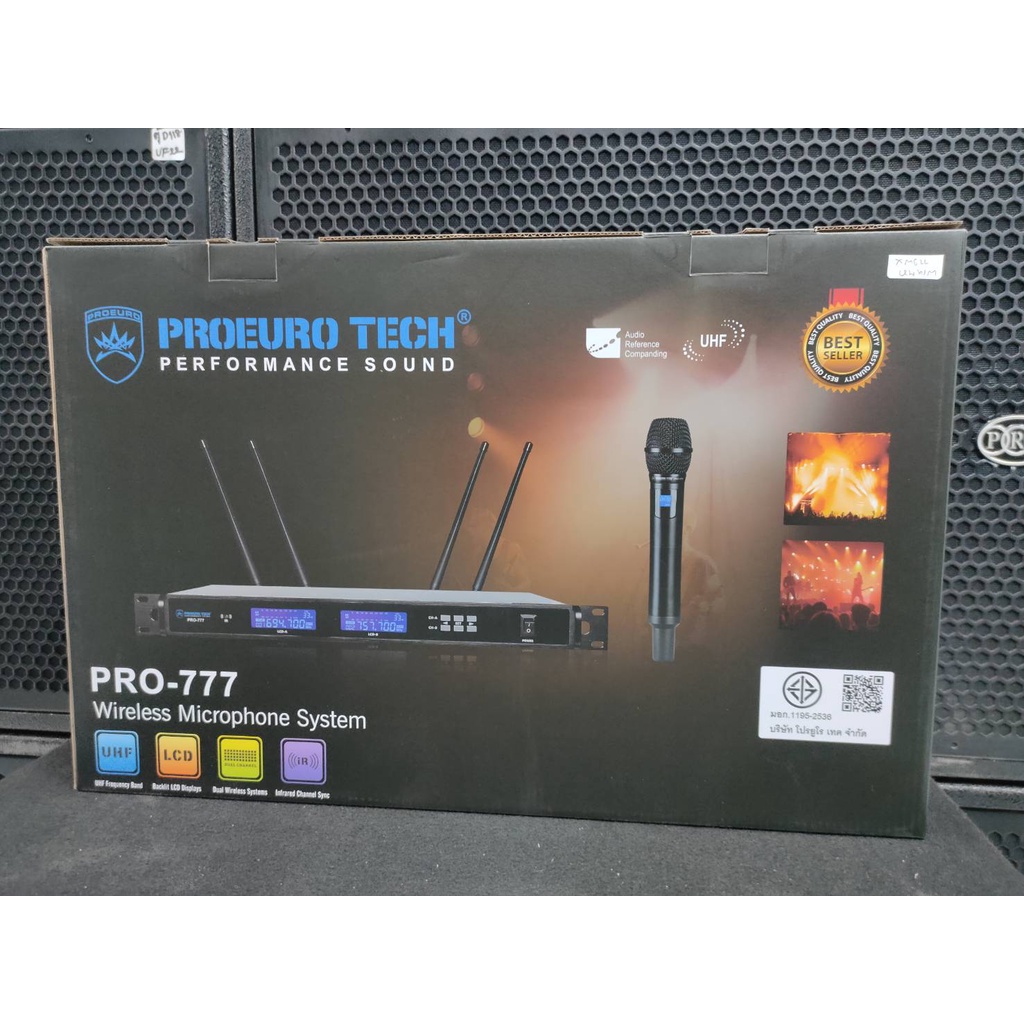 PROEUROTECH PRO-777 ไมค์ลอย UHF 4เสาสัญญาณ รุ่นใหม่ ปรับความถี่ได้ ความถี่ใหม่ มีกระเป๋า โปรยูโร ...