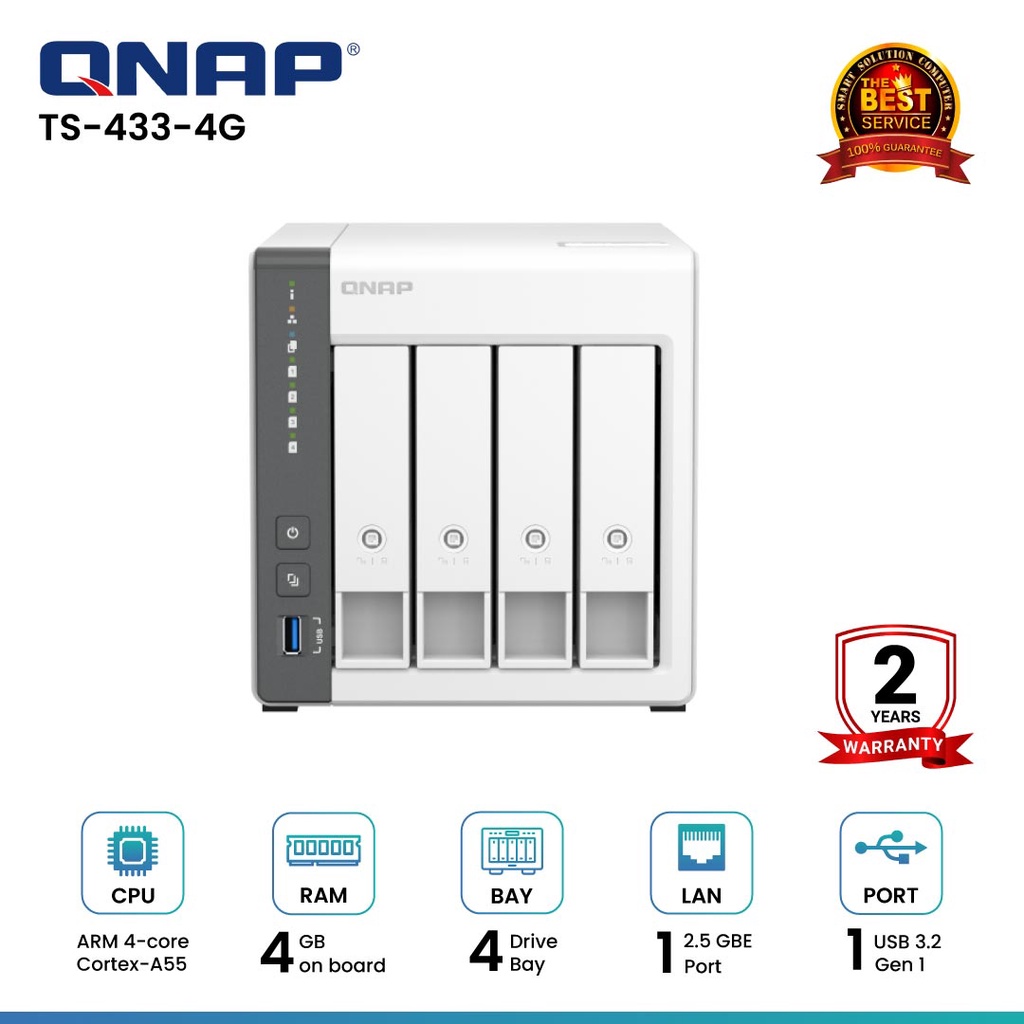 Qnap TS-433-4G 4-Bay Nas อุปกรณ์จัดเก็บข้อมูลบนเครือข่าย | Shopee Thailand