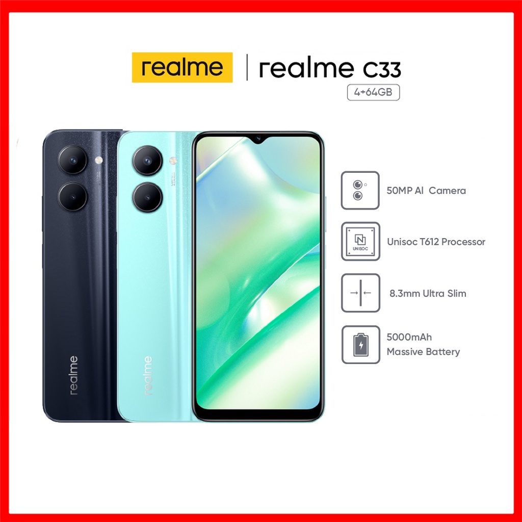 [ใหม่] Realme C33 (4+64GB) 50MP | 5000mAh Massive Battery | ประกันศูนย์ ...