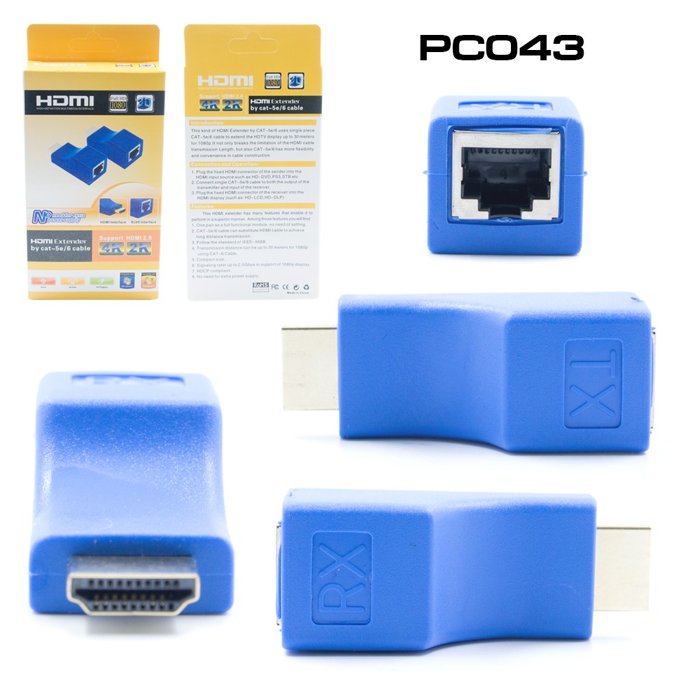 Hdmi Extender 30m. 1 (ตัวแปลงพอร์ตแลนเป็นพอร์ต HDMI 30 เมตร) | Shopee ...