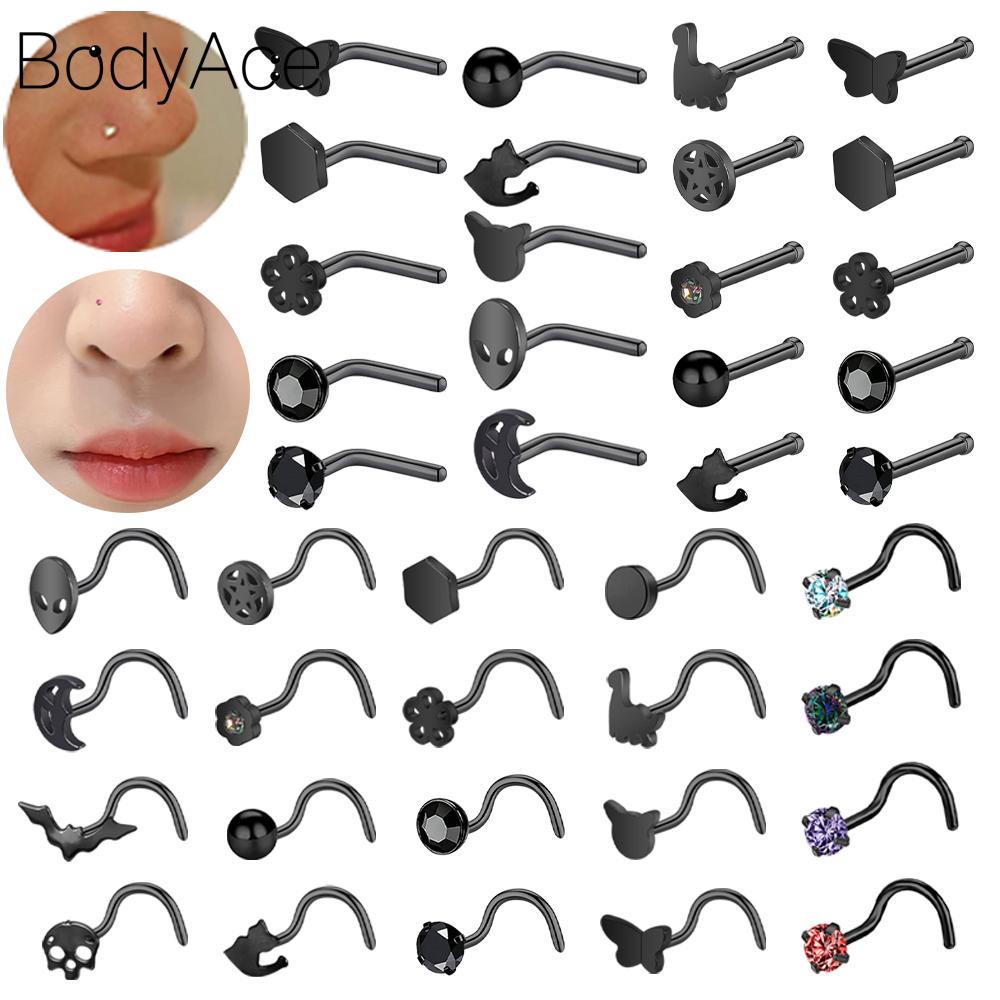 จิวเจาะจมูก สแตนเลส รูปทรง L/I/S สีดํา 6ชิ้น | Shopee Thailand