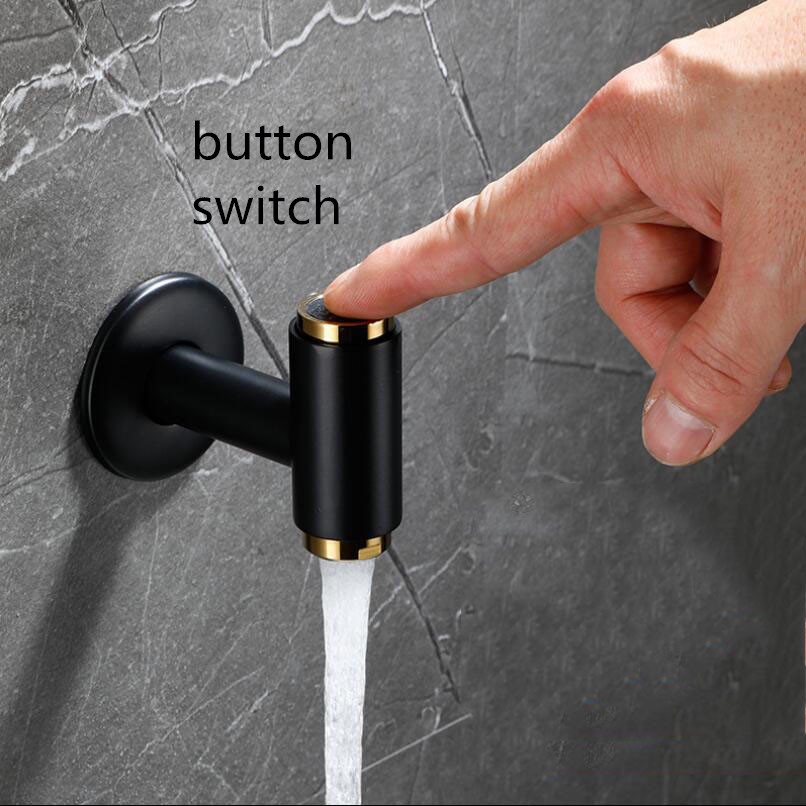 G1/2 Brass Black Baking Paint Wall-mounted Mop Pool Single Cold Quick ...