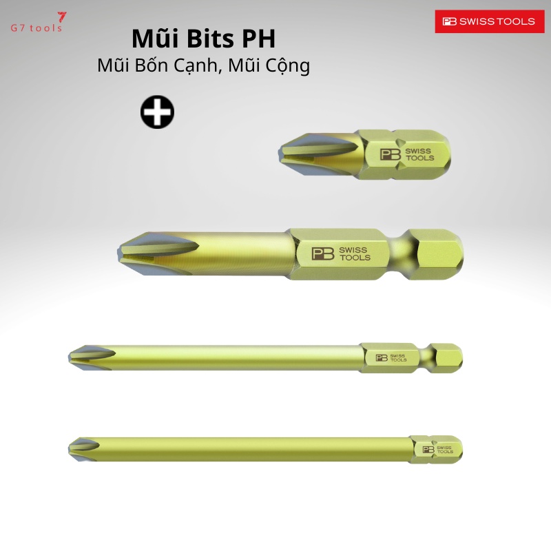 PB Swiss Tools Philips Four Sided Bits ยาว 25mm/ 50mm/ 95mm C6.190 E6 ...