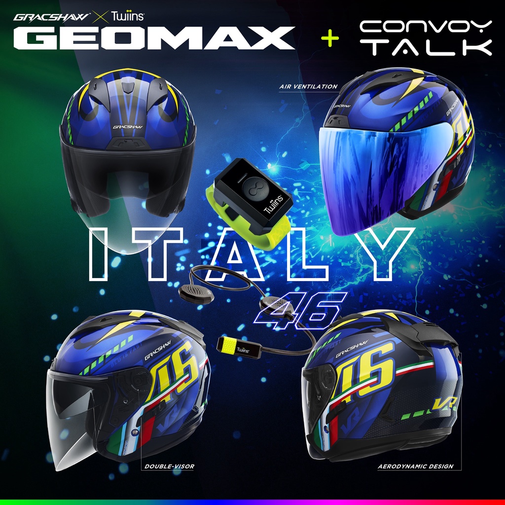 หมวกกันน็อค Gracshaw Geomax G555 อิตาลี กระบังหน้าคู่/หมวกกันน็อคเปิด ...