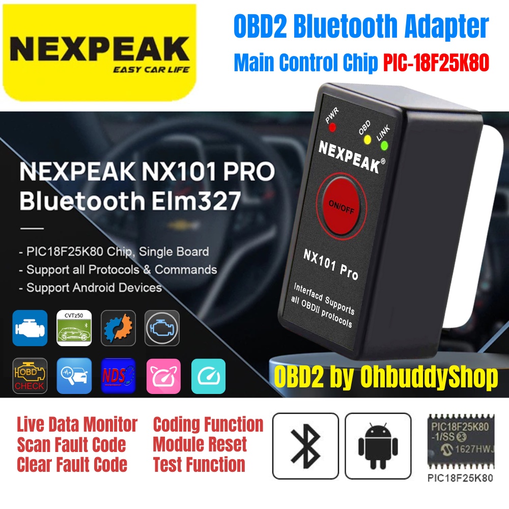 [ราคาโปร ส่งจากไทย] NEXPEAK NX101 Pro OBD2 Bluetooth Adapter ELM327 v1.5 | Shopee Thailand