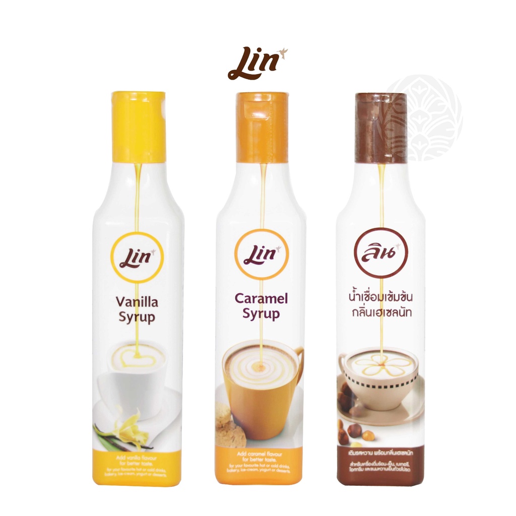 Lin Syrup ลิน น้ำเชื่อมเข้มข้น 300 มล. ( มี 3 กลิ่น: คาราเมล / เฮเซลนัท ...