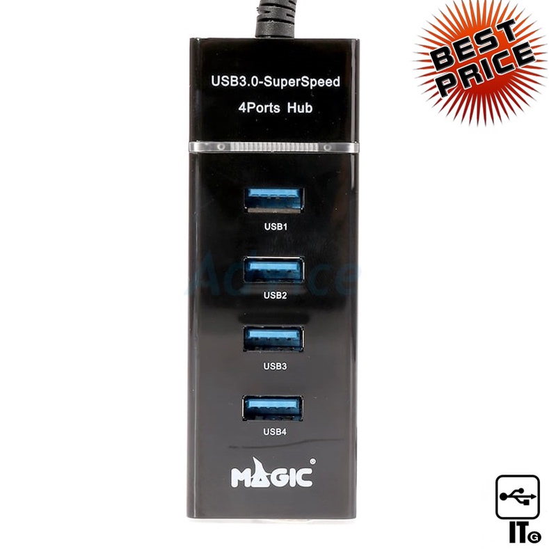 ตัวเชื่อมต่อ4 Port USB HUB v3.0 MAGIC TECH MT29 (Black) ประกัน 1Y | Shopee Thailand