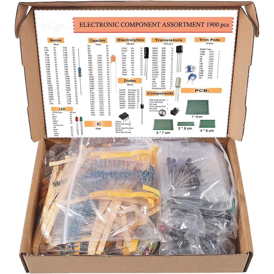 Mega Electronic Component Kit Assortment Capacitors Resistors LED ... Mega Electronic Component Kit Assortment Capacitors Resistors LED ...