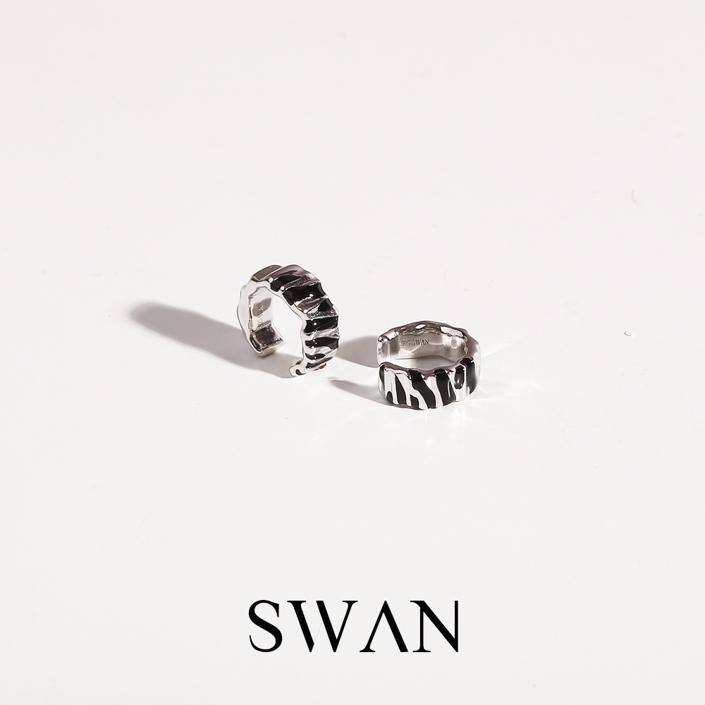 SWAN - Tiger Cuff ต่างหูเงินแท้ ต่างหูหนีบ ไม่ต้องเจาะ ชุบสี enamel ใส่ ...