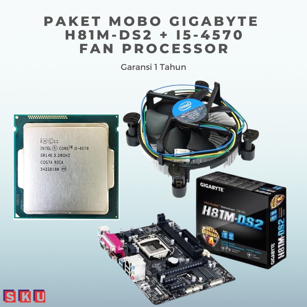 Mobo MOTHERBOARD GIGABYTE H81 INTEL i5 4570/4590 แพ็กเกจ พร้อม ...