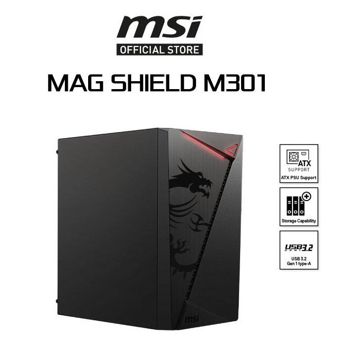 CASE (เคสเกมมิ่ง) MSI MAG SHIELD M301 Micro-ATX Gaming Case ขนาดกระทัดรัด ดีไซน์โดดเด่นด้วยลวด ...