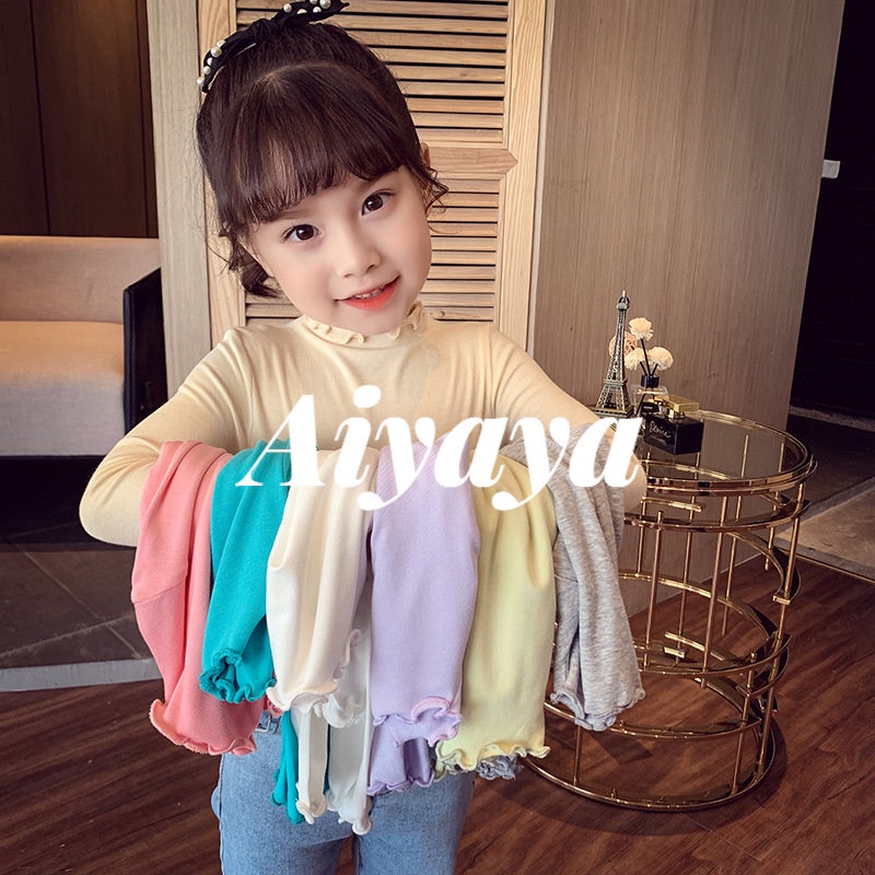 Aiyaya เสื้อผ้าเด็กผู้หญิง สไตล์เกาหลีของเสื้อเชิ้ตก้นสีต่างๆ เหมาะ ...