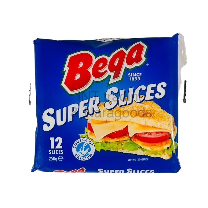 BEGA SUPER SLICES 250g.(12 SLICES ) เบก้า เชดด้าชีสแบบสไลด์ 250 กรัม ...