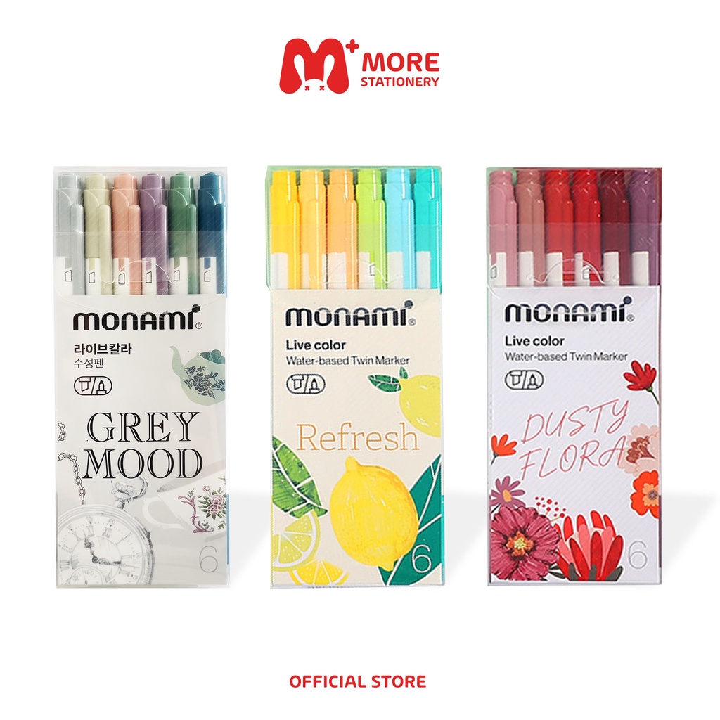 Monami (โมนามิ) ปากกาสีน้ำ รุ่น Live Color ชุด 6 สี Watercolor Pen ...