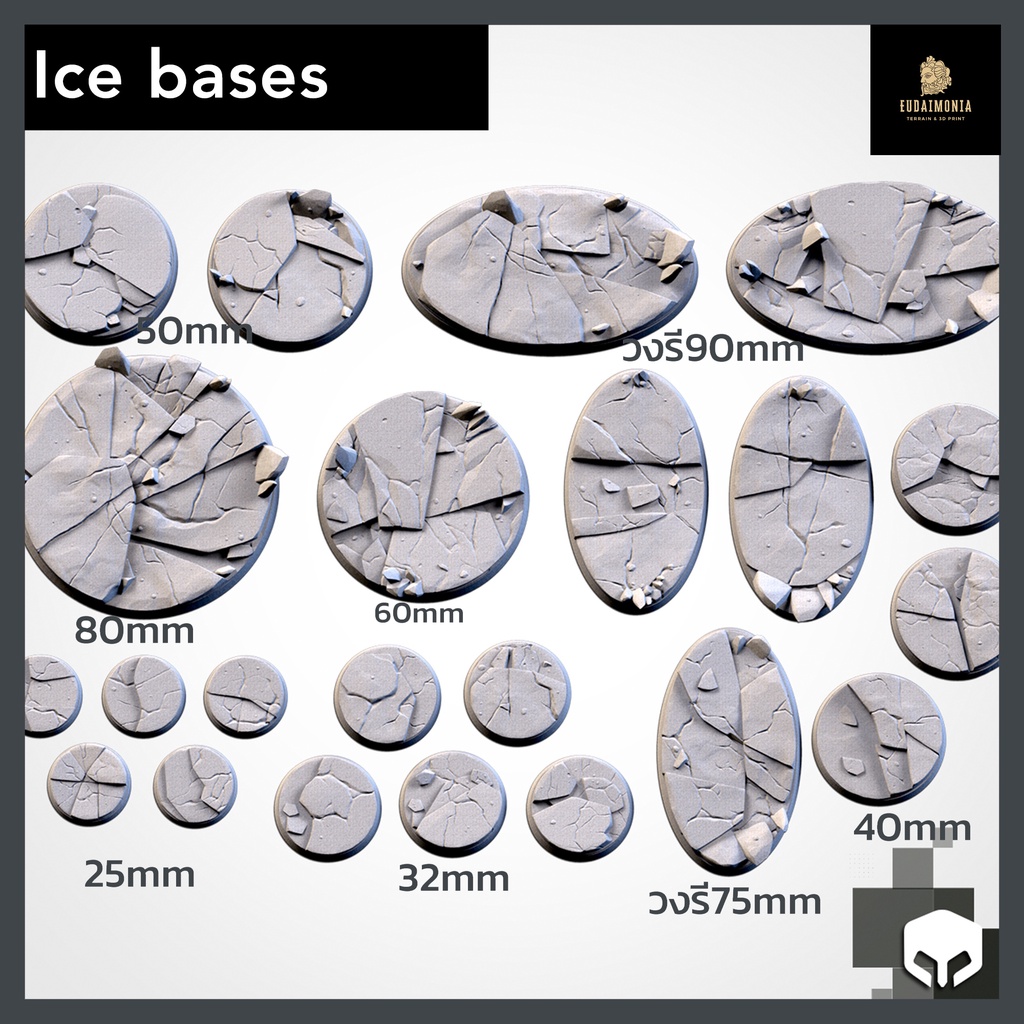 Ice miniature basesจัดส่งได้ใน1-3วัน ฐานโมเดลธีมน้ำแข็ง Wargame base ...