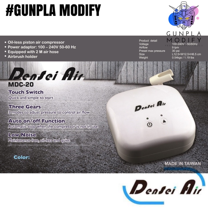 DENSEI AIR ปั๊มลมแบบพกพา MDC-20 Mini Air Compressor Auto-Stop Oil-less | Shopee Thailand