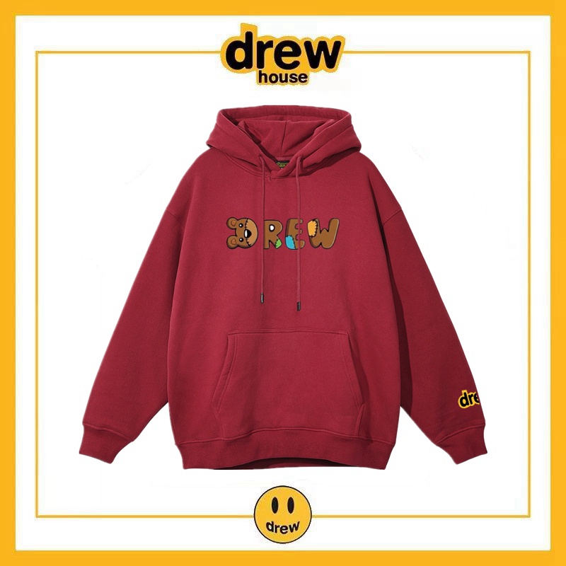 เสื้อแจ็กเก็ตกันหนาว มีฮู้ด ทรงหลวม ลายตัวอักษร หมี Drew smiley face ...