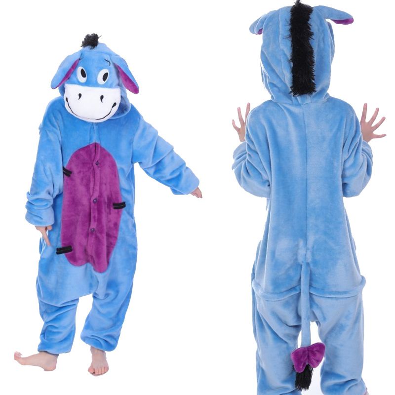 Kids Animal Dinosaur Costume Christmas Onesies Pajamas Donkey Elk Fox ...