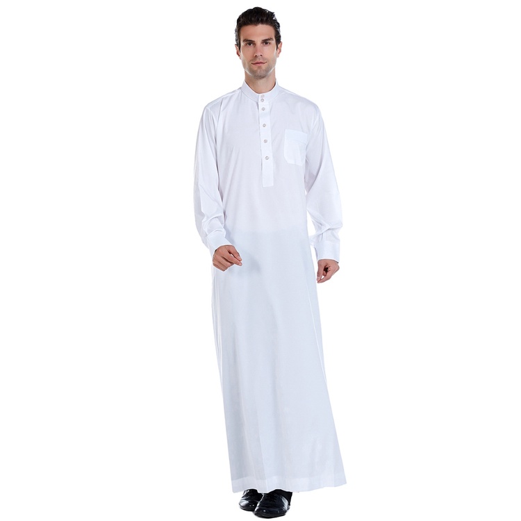 Muslim Men Jubba Thobe Islamic Clothing Ramadan Mens Abaya dress Long ...