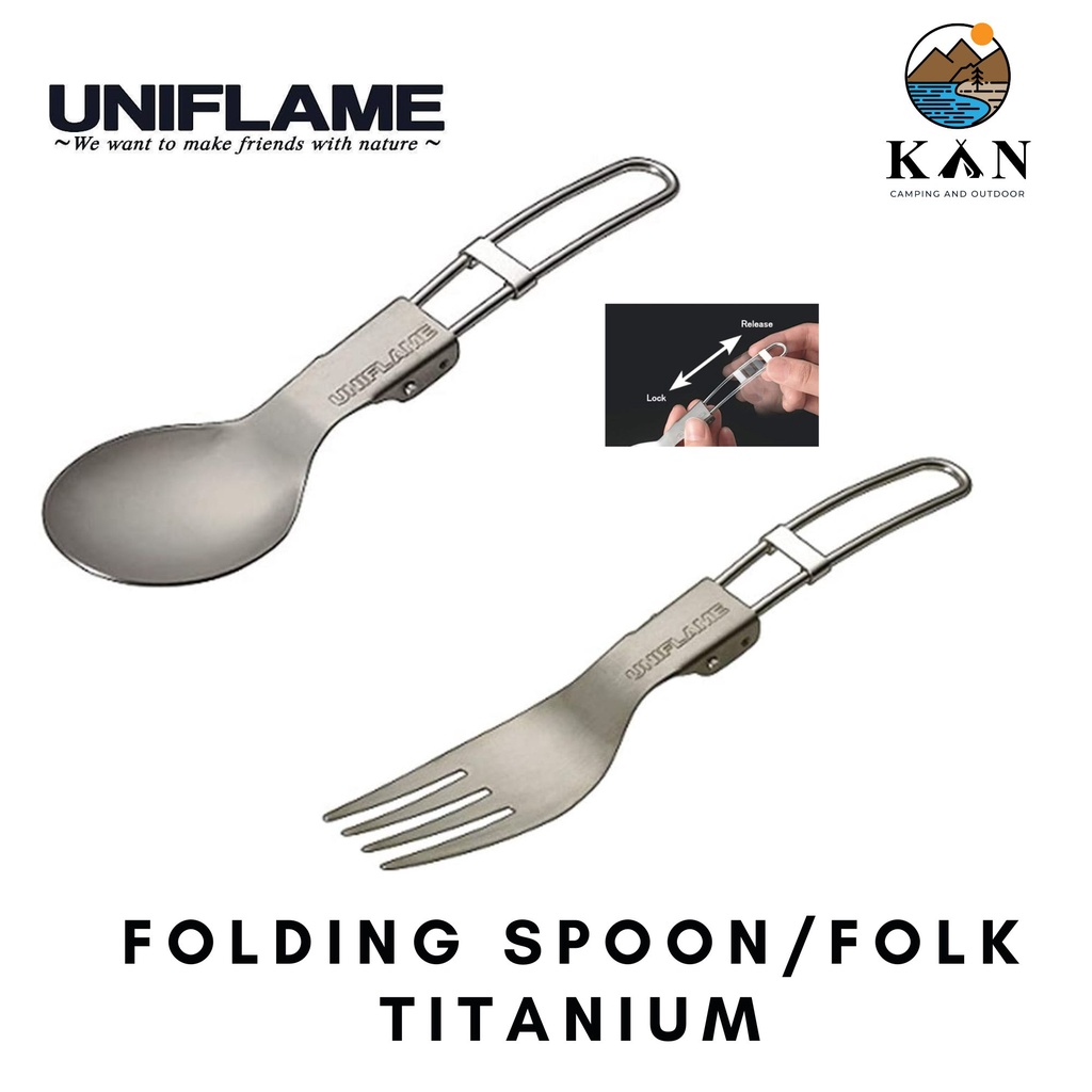 ช้อน ส้อม UNIFLAME Folding Spoon / Fork Titanium เบา ทน พับเก็บง่าย พร้อมส่ง | Shopee Thailand
