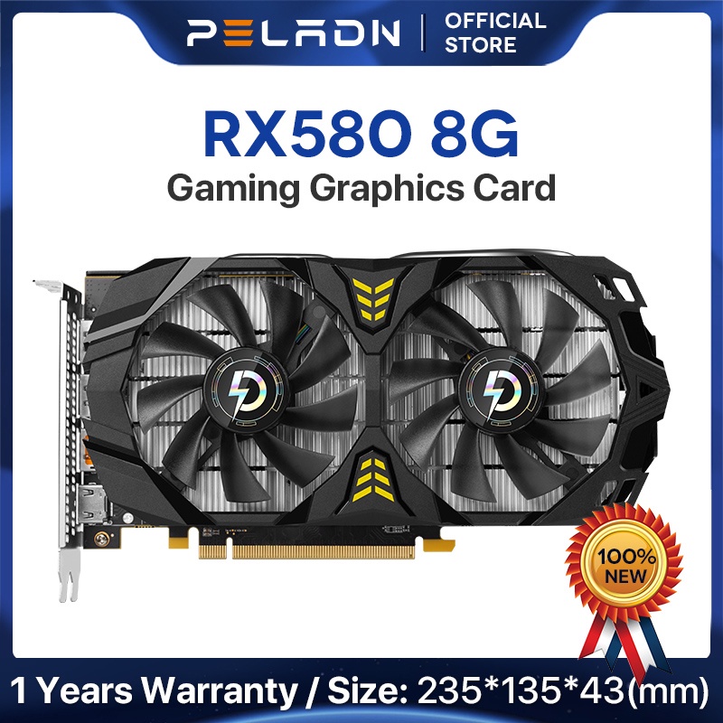 PELADN New Graphics Cards RX 580 8GB GDDR5 GPU Mining Video Card RX580 ...