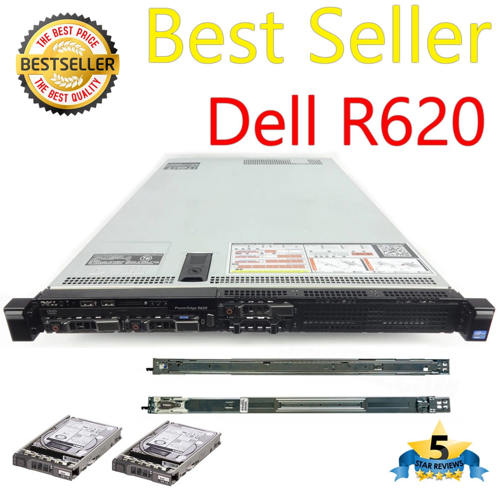 Server Dell R620 CPU E5-2620V2*2 HDD SAS 600GB*2 RAM64GB RAID H710 PSU ...