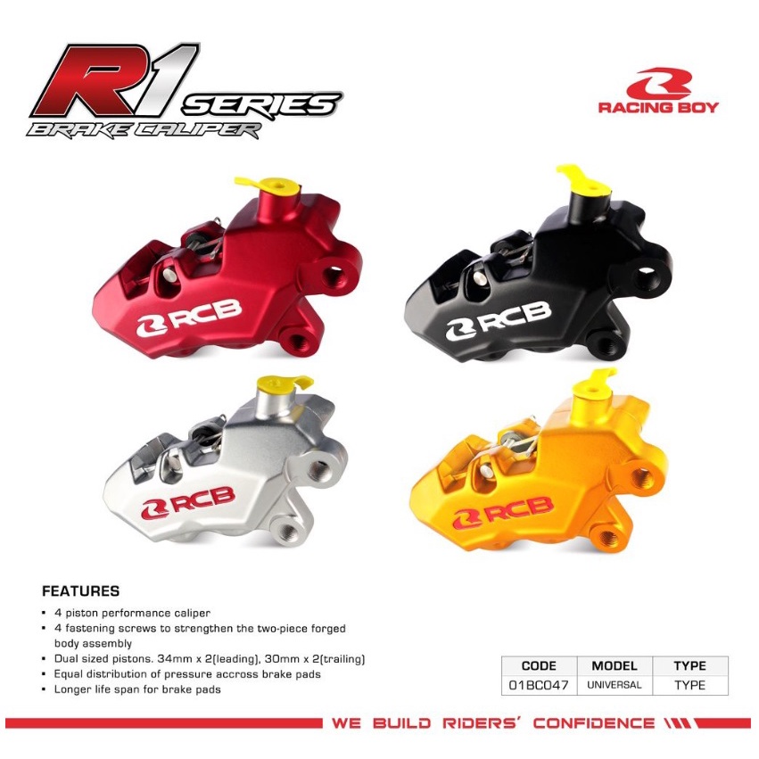 RCB BRAKE CALIPER R1 SERIES 4 PISTON 4 POT 4-POOT BRAKE CALIPER RCB ...