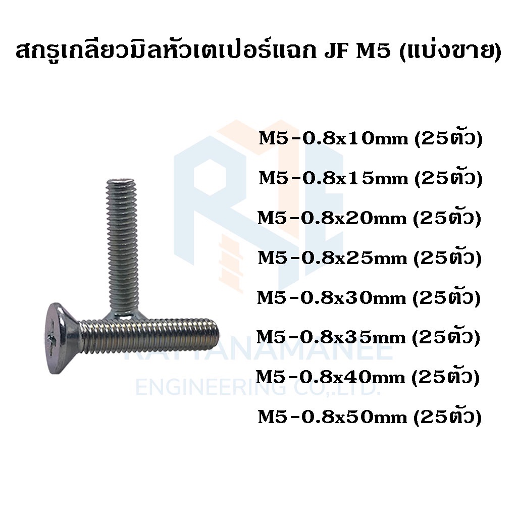 สกรูเกลียวมิลหัวเตเปอร์ ชุบขาว JF M5 (แบ่งขาย) | Shopee Thailand