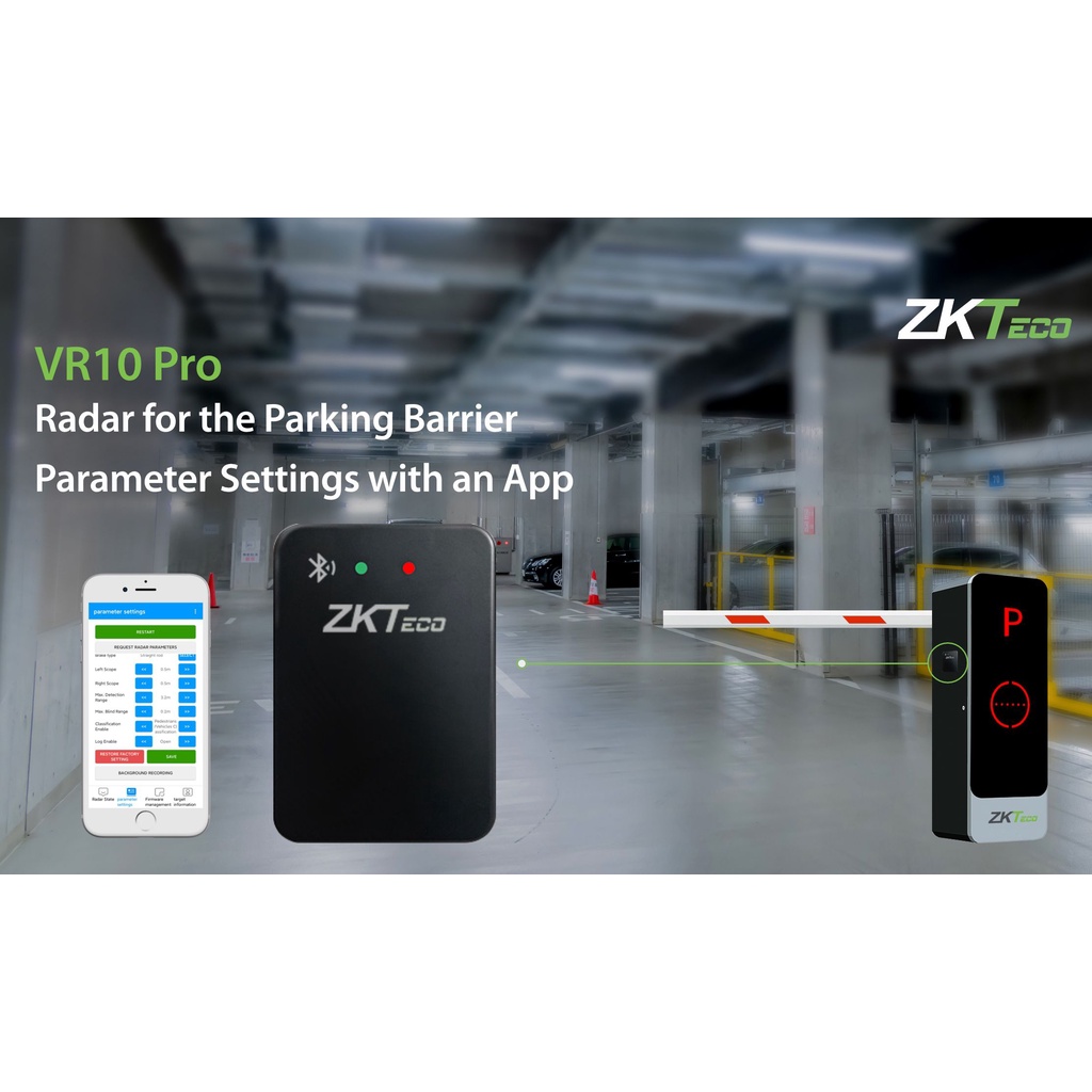 ZKTeco VR10 Pro เรดาร์เซ็นเซอร์ตรวจสอบวัตถุป้องกันไม้กั้นปิดตีรถ ใช้แทน Loop Detector และ Photo ...
