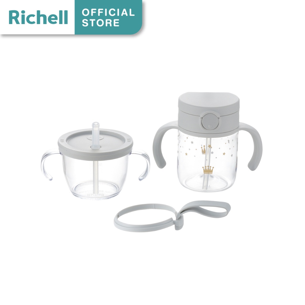 Richell (ริเชล) AXSTARS ถ้วยฝึกดูดรุ่นใหม่ หลอดกันสำลัก มีปุ่มกดช่วยดันน้ำ รูปทรงหลอดดีไซน์ใหม่ ...