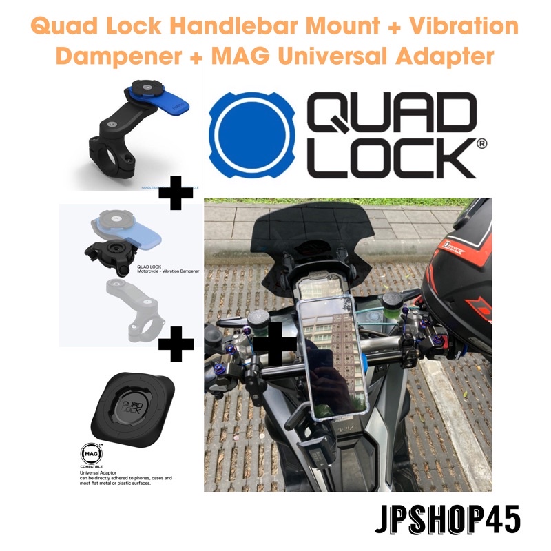 New !!! Quad Lock Handlebar Mount +MAG Universal Adapter + Vibration ...