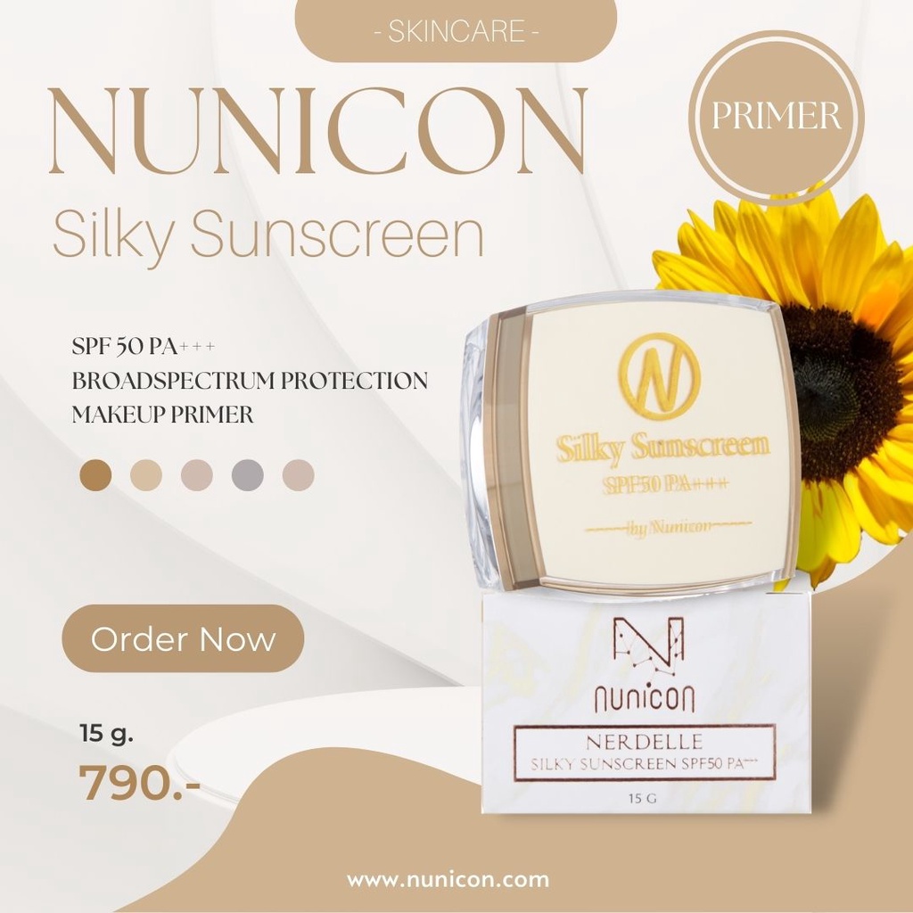 ‼️แถมฟรี เทสเตอร์(สุ่ม)‼️NUNICON SILKY SUNSCREEN SPF50 PA+++ (no.02 ...
