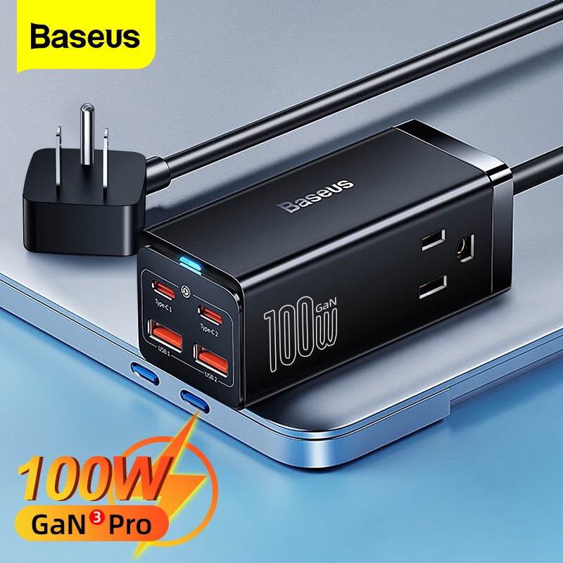 Gan3pro ปลั๊กพ่วง usb 100w 65w 2AC+2 U+2C ชาร์จเร็ว พร้อมสายเคเบิล อเนกประสงค์ สําหรับสํานักงาน ...