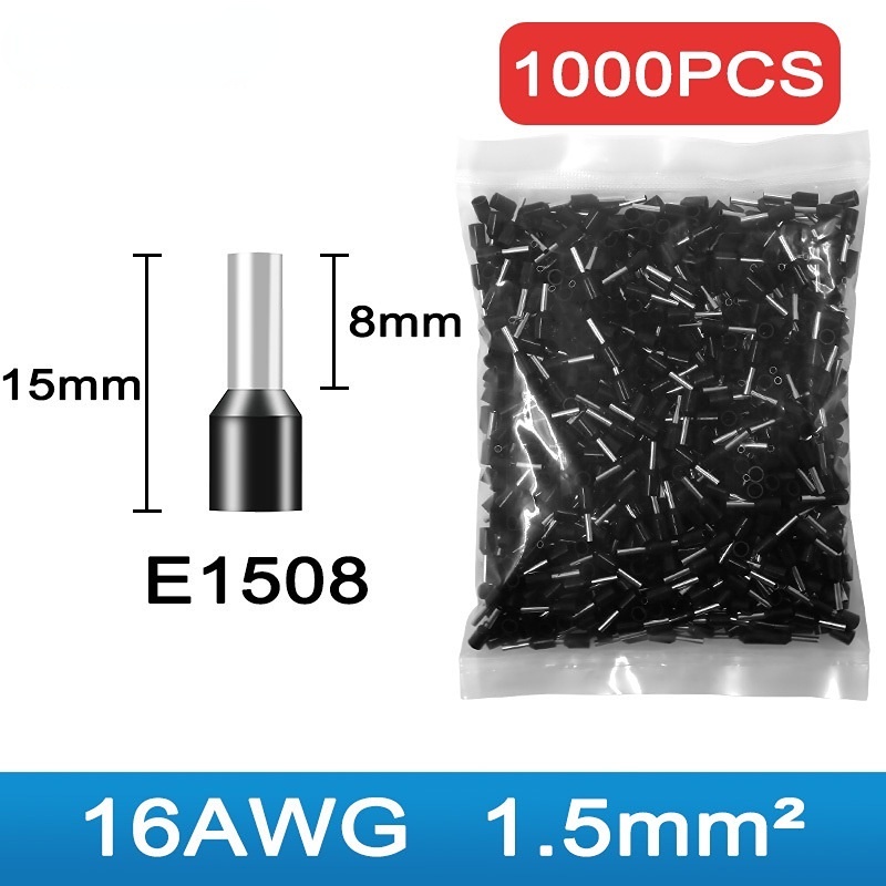 ชุดหางปลาเชื่อมต่อสายไฟ PVC E0508 E7508 E1008 E1508 E4009 E6012 1000 ชิ้น ต่อแพ็ค | Shopee Thailand
