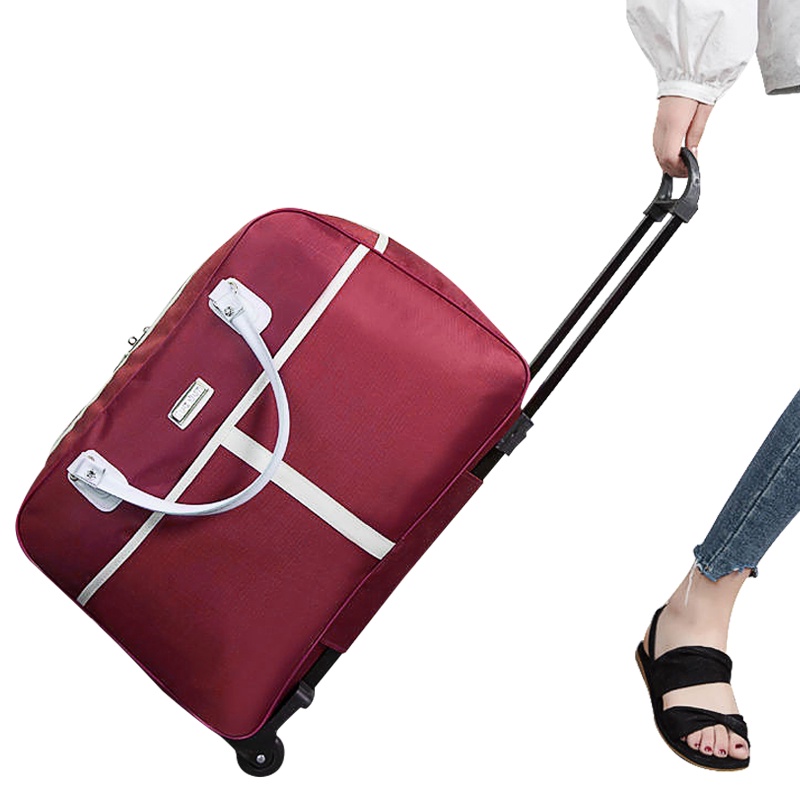 Female Travel Luggage Bags Wheeled Duffle Trolley Bag Rolling Suitcase ...