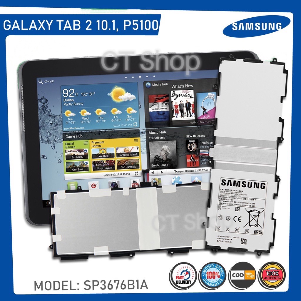 แบต Samsung Galaxy Tab 10.1 P7500 P5100 N8000 (SP3676B1A) แบตเตอรี่ แท้ ...