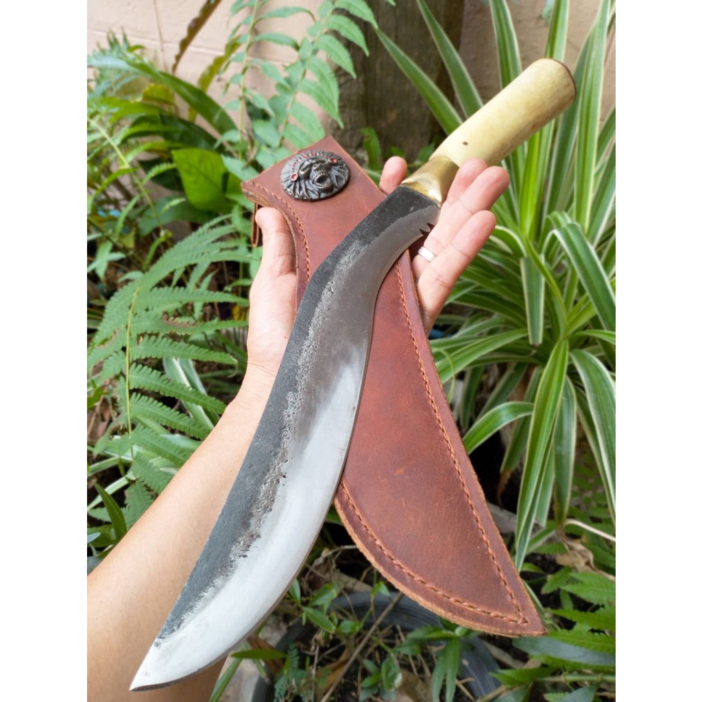 มีดกรุข่า Kukri knife มีดเหน็บ อีเหน็บ E-Nep มีดเดินป่า มีดแคมป์ ใบ 10.7”Sup9 ผิวไฟ ด้าม ขก. คอ ...